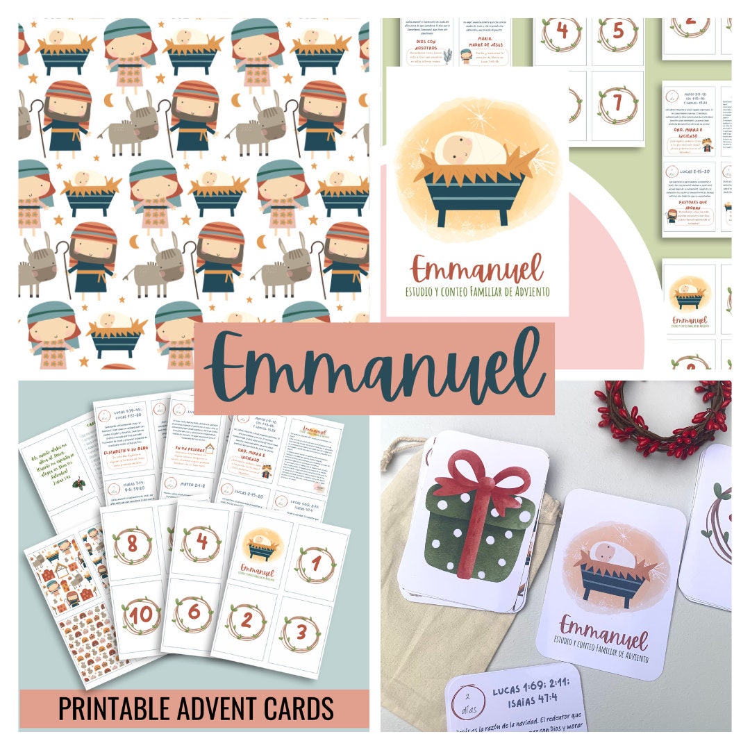 Emmanuel Advent Cards and Christmas Countdown Printable PDF Spanish ...