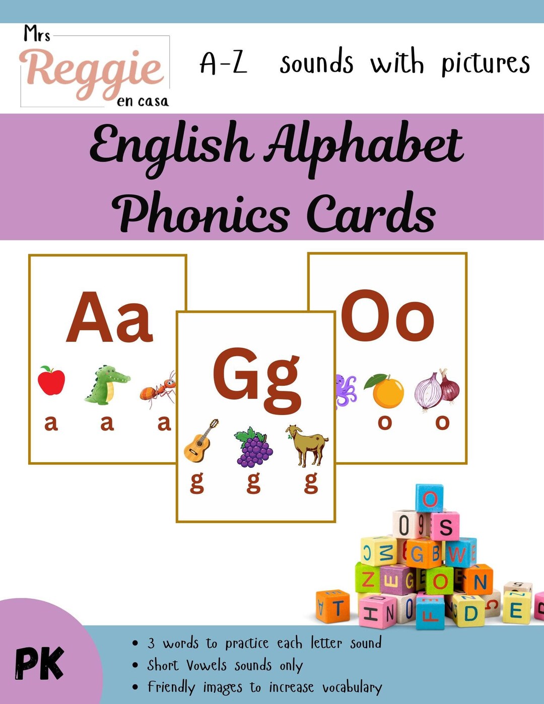 English Alphabet Phonics Cards - Etsy