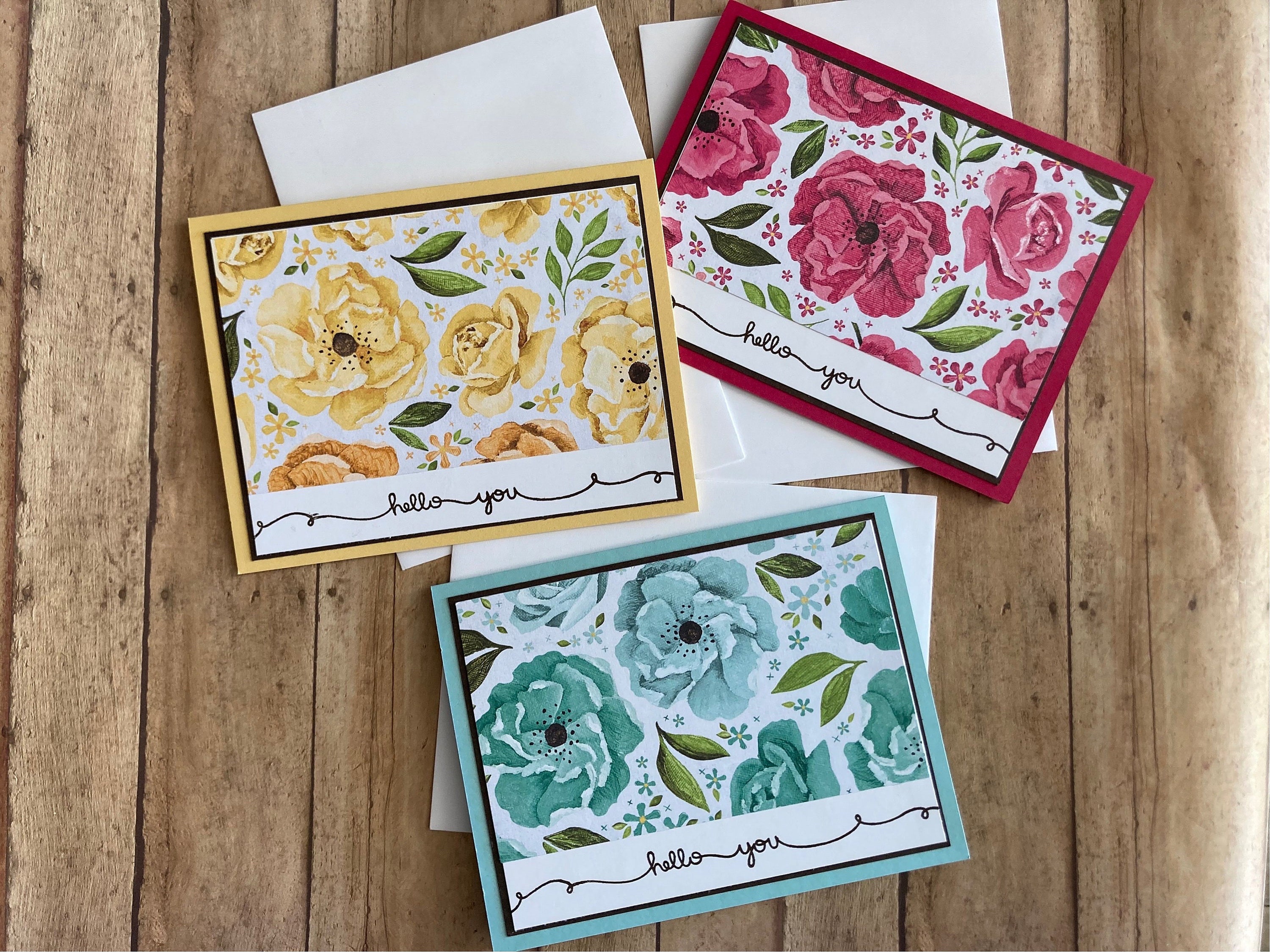 Hello You Floral Blank Card, 3 Color Choices, Stampin' Up - Etsy