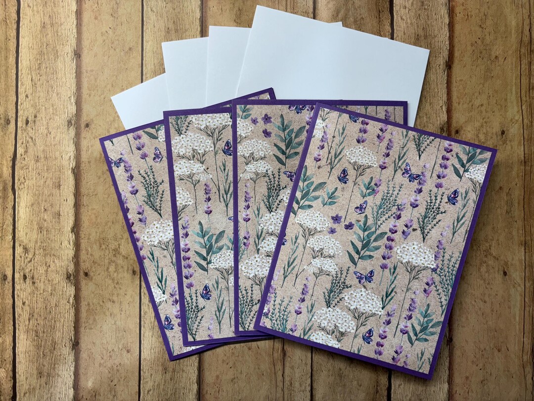 Lavendar Themed Blank Cards, Set of 4 - Etsy