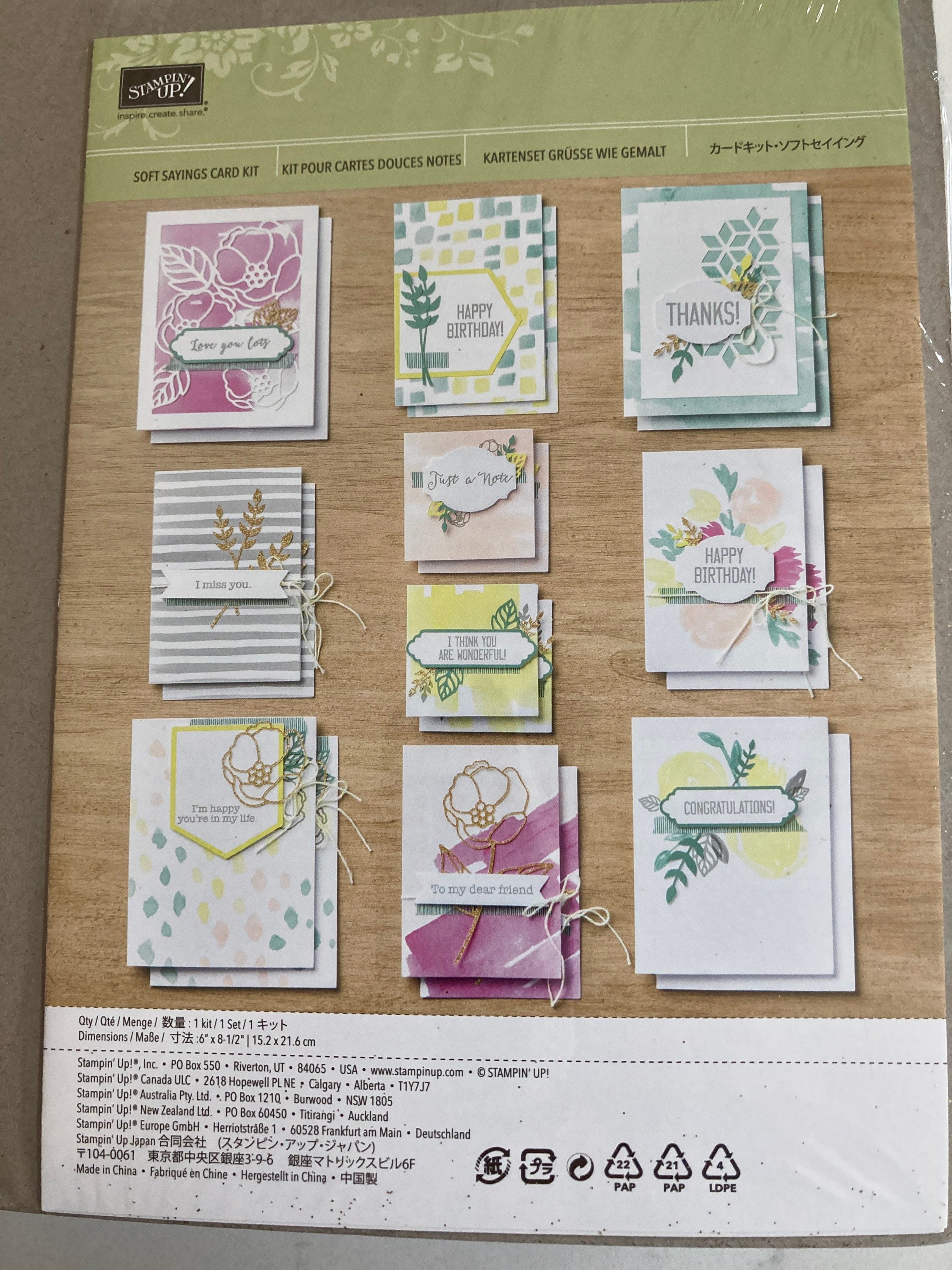 REFILL Soft Sayings Card Kit Stampin Up 20 Card Bases and - Etsy