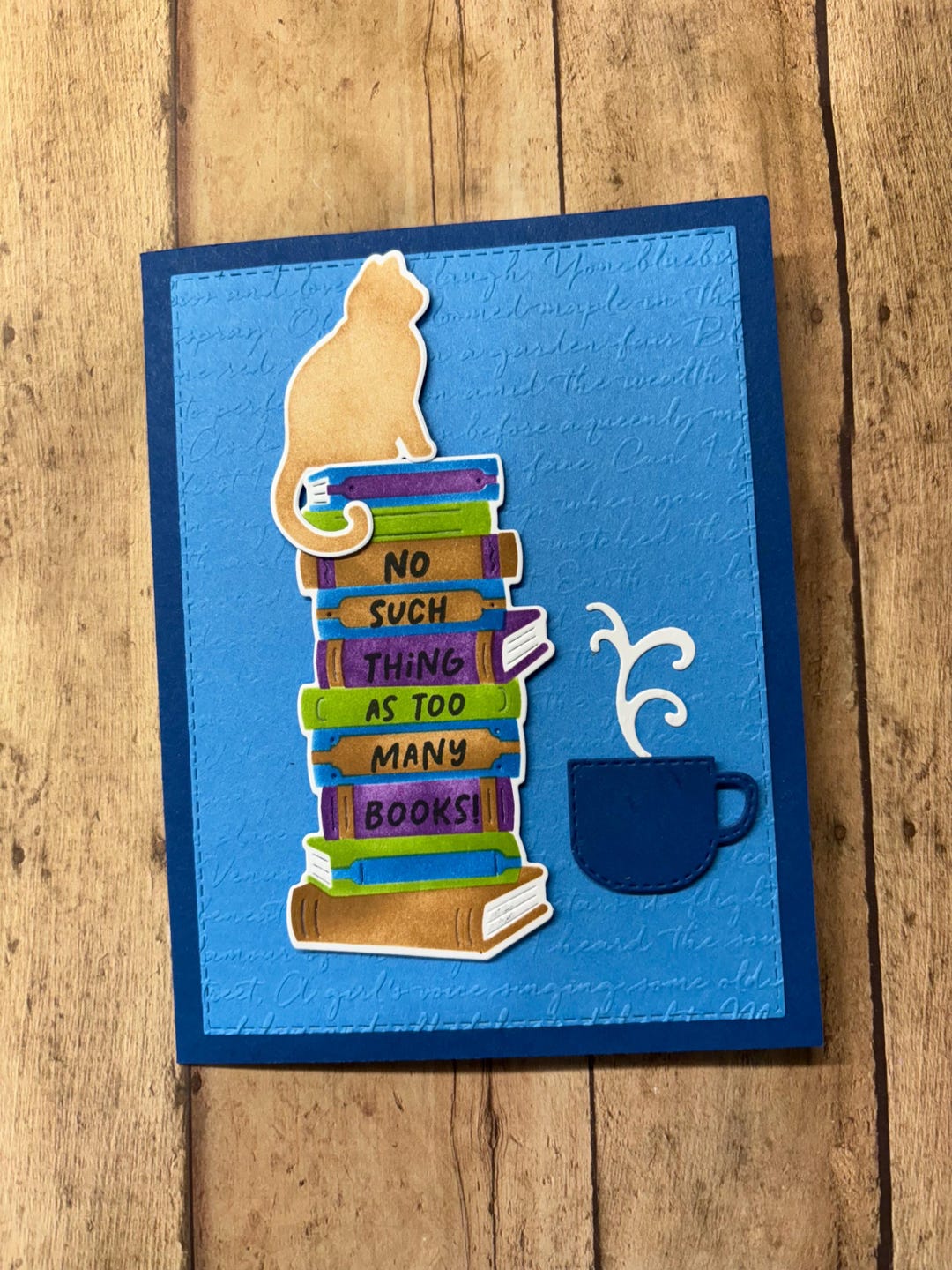 Book Lovers Happy Birthday Greeting Card, Books, Cat, Coffee - Etsy