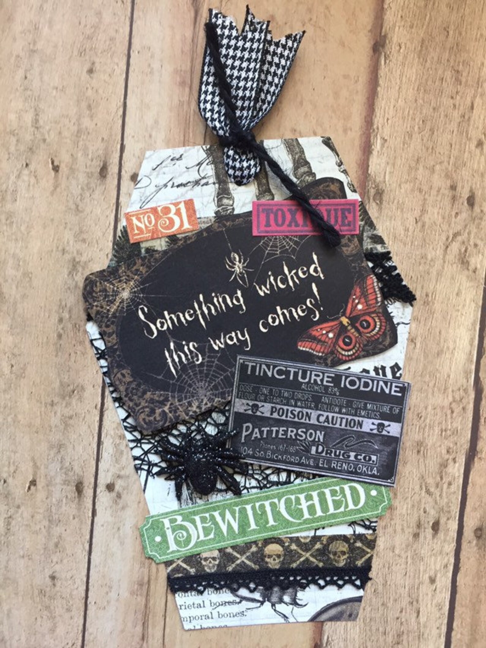 Set of 2 Halloween Coffin Card Topper Tags, Vintage Look - Etsy
