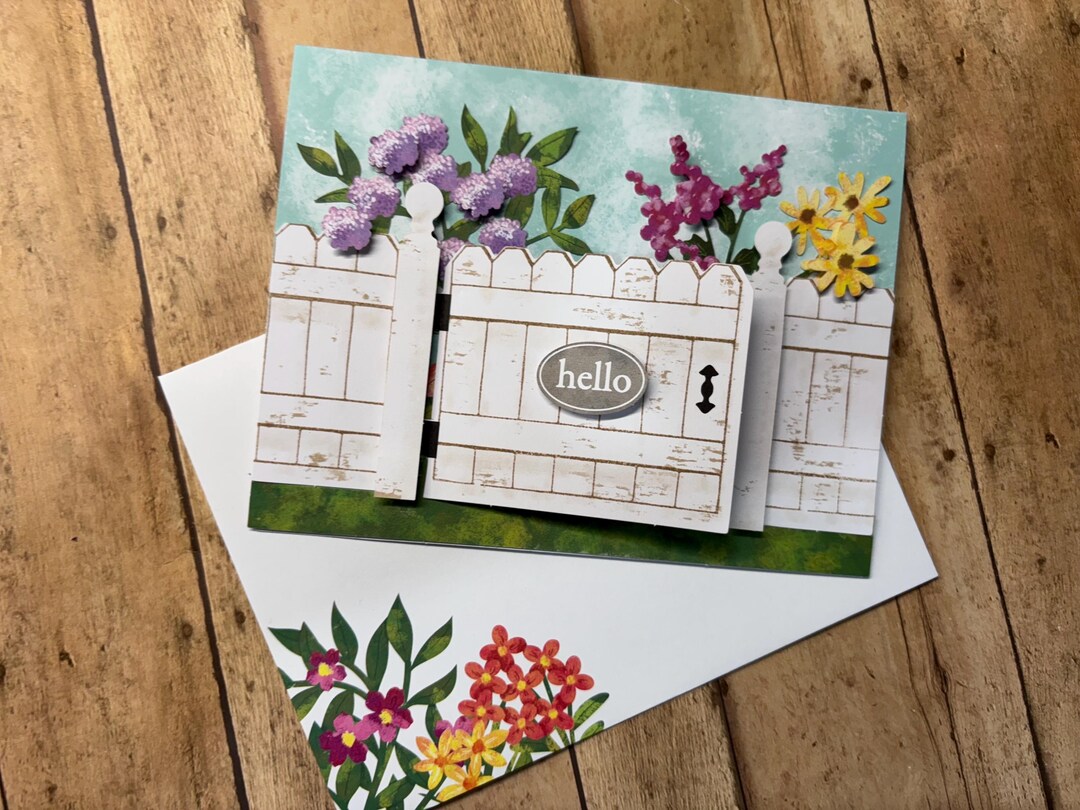Welcoming Garden Kit Card, Hello, White Picket Fence Gate - Etsy