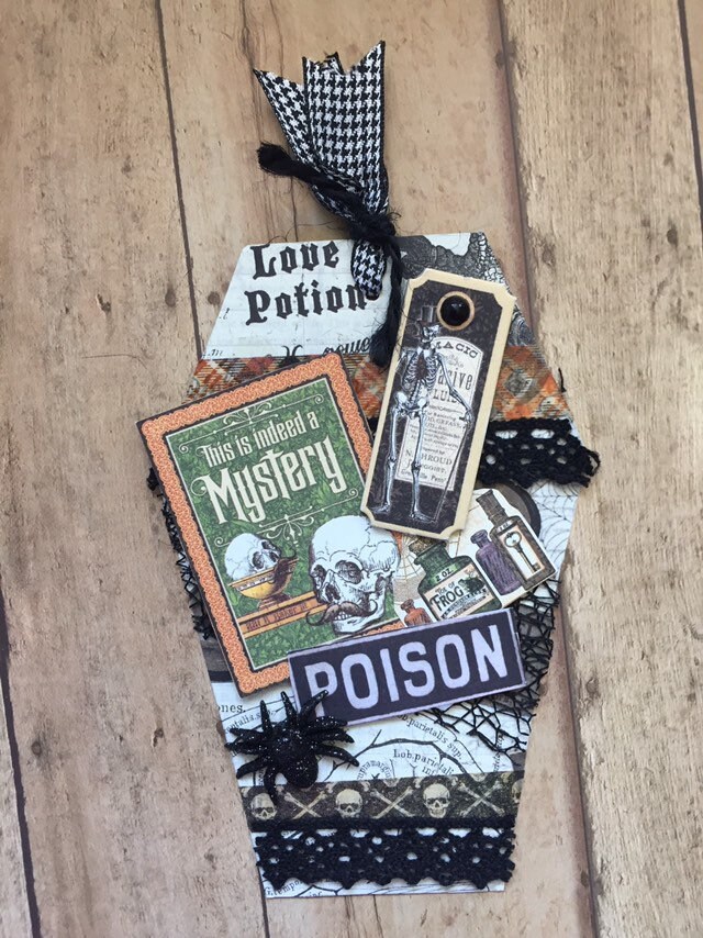 Set of 2 Halloween Coffin Card Topper Tags, Vintage Look - Etsy