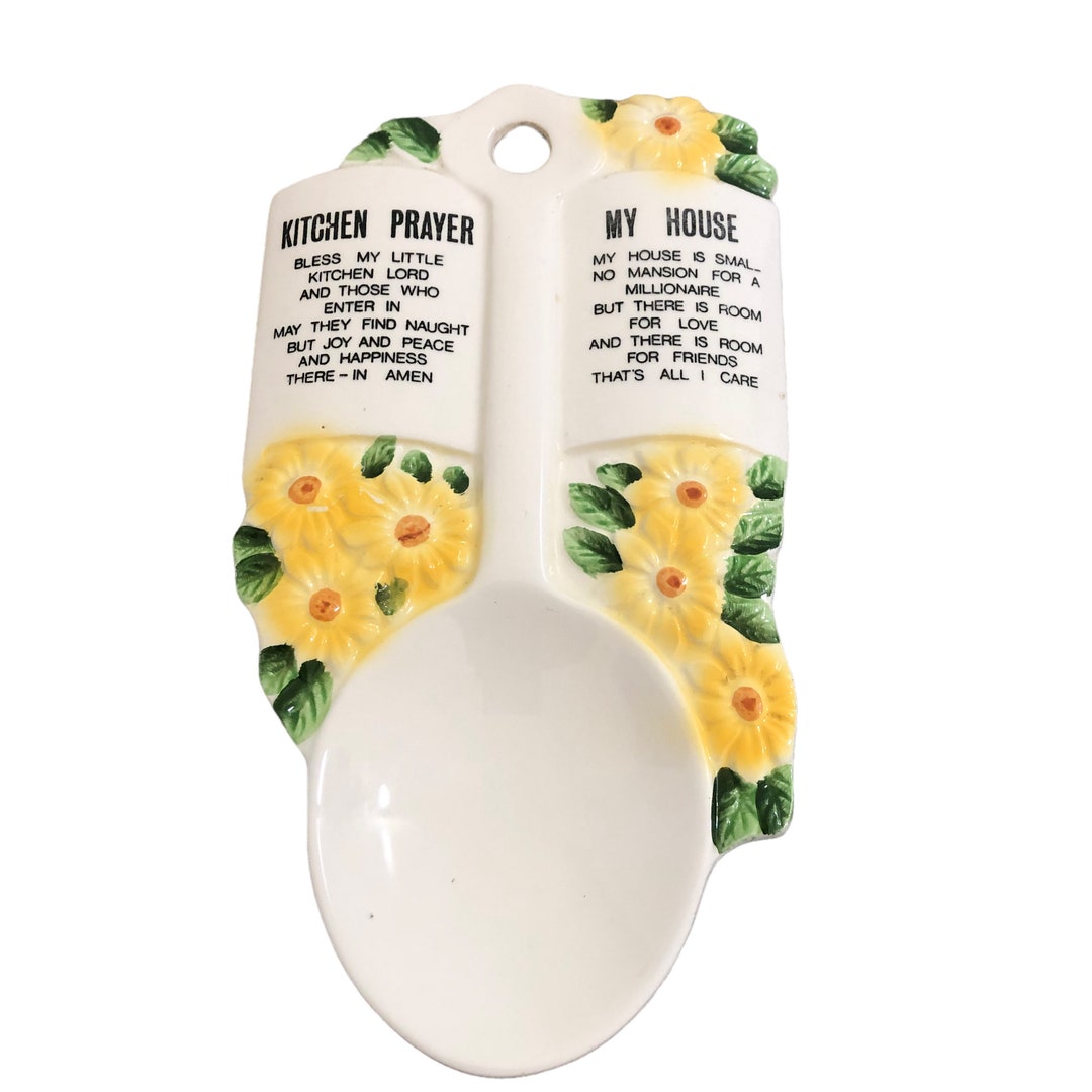 Vintage Kitchen Prayer Yellow Sunflower Spoon Rest - Etsy