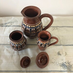 Vintage 1960s Bulgarian Troyan Redware Terracotta Pottery Pitcher Cream ...