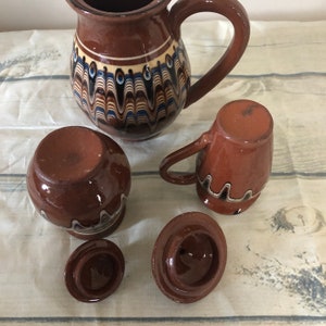 Vintage 1960s Bulgarian Troyan Redware Terracotta Pottery Pitcher Cream ...