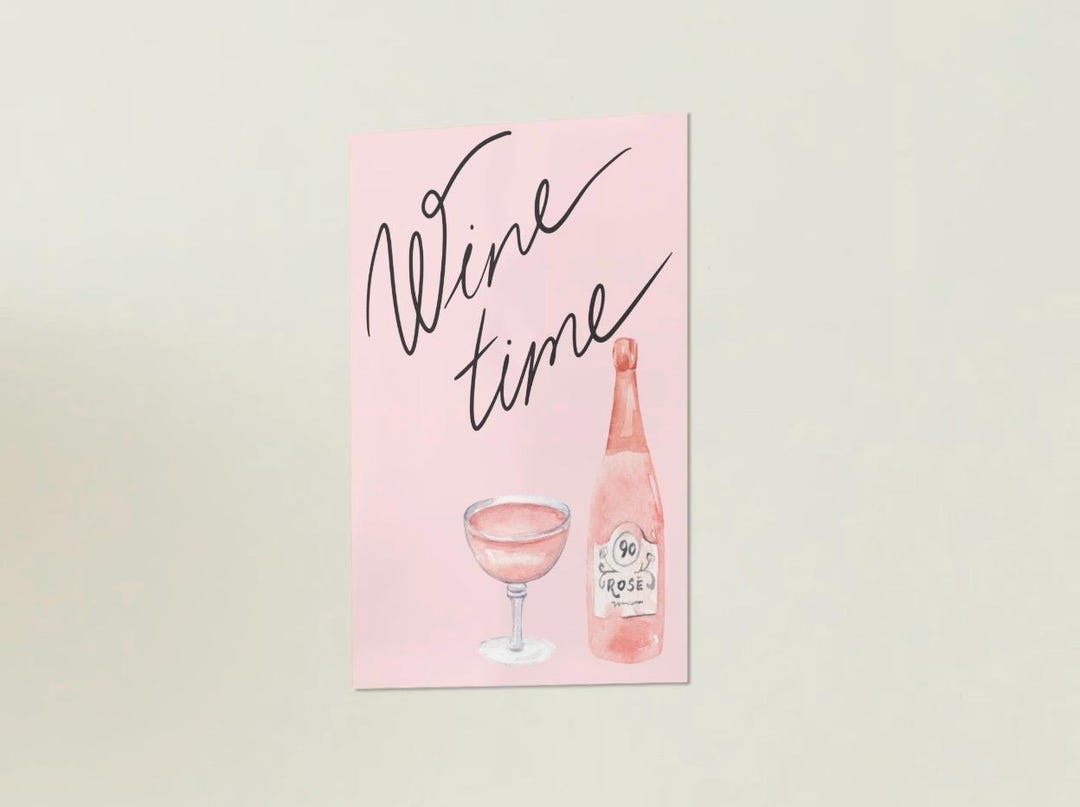 Wine Time L Kitchen Poster L Digital Print L Print at Home - Etsy