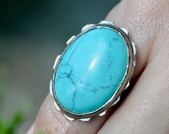 Blue Howlite Ring - Etsy