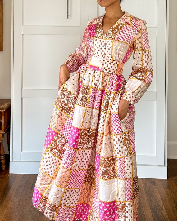 Rare Vintage 70s Neiman Marcus Patchwork Quilted Maxi… - Gem