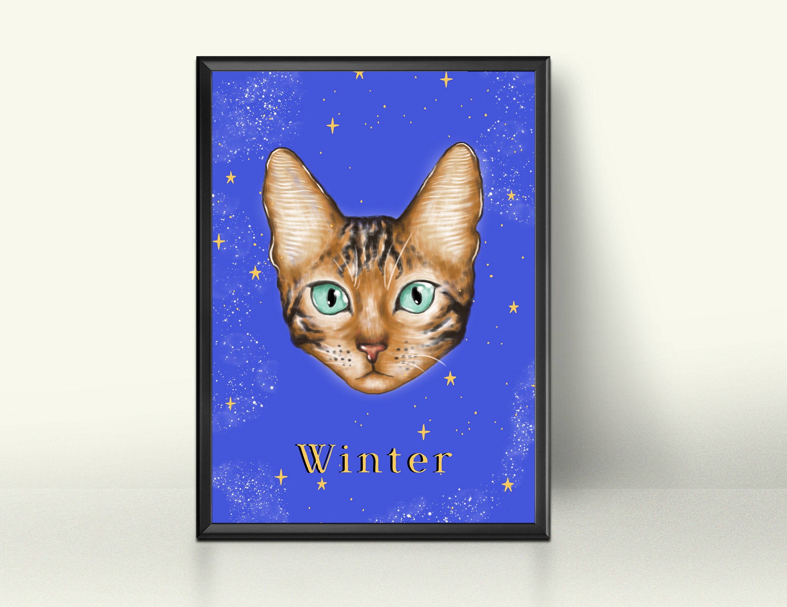 Custom Cat Portrait Personalized gift Christmad Gift for Cat | Etsy