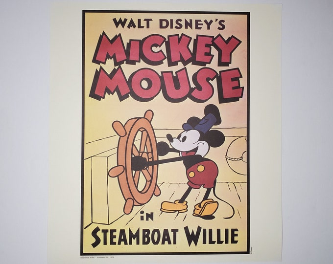 Walt Disney's Steamboat Willie Movie Poster Authentic Disney Poster Art ...