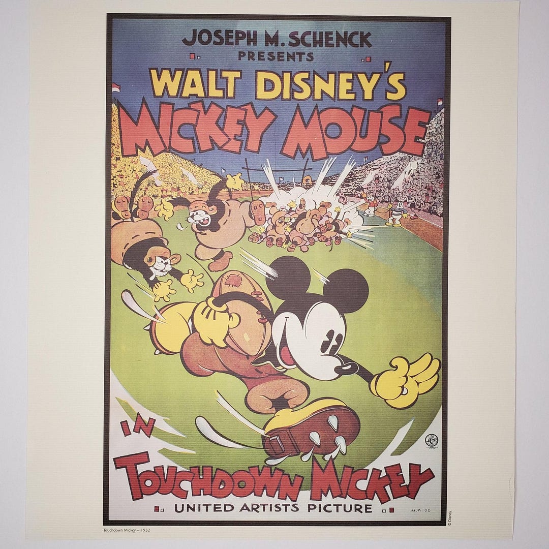 Walt Disney's Touchdown Mickey Movie Poster Authentic Disney Poster Art ...