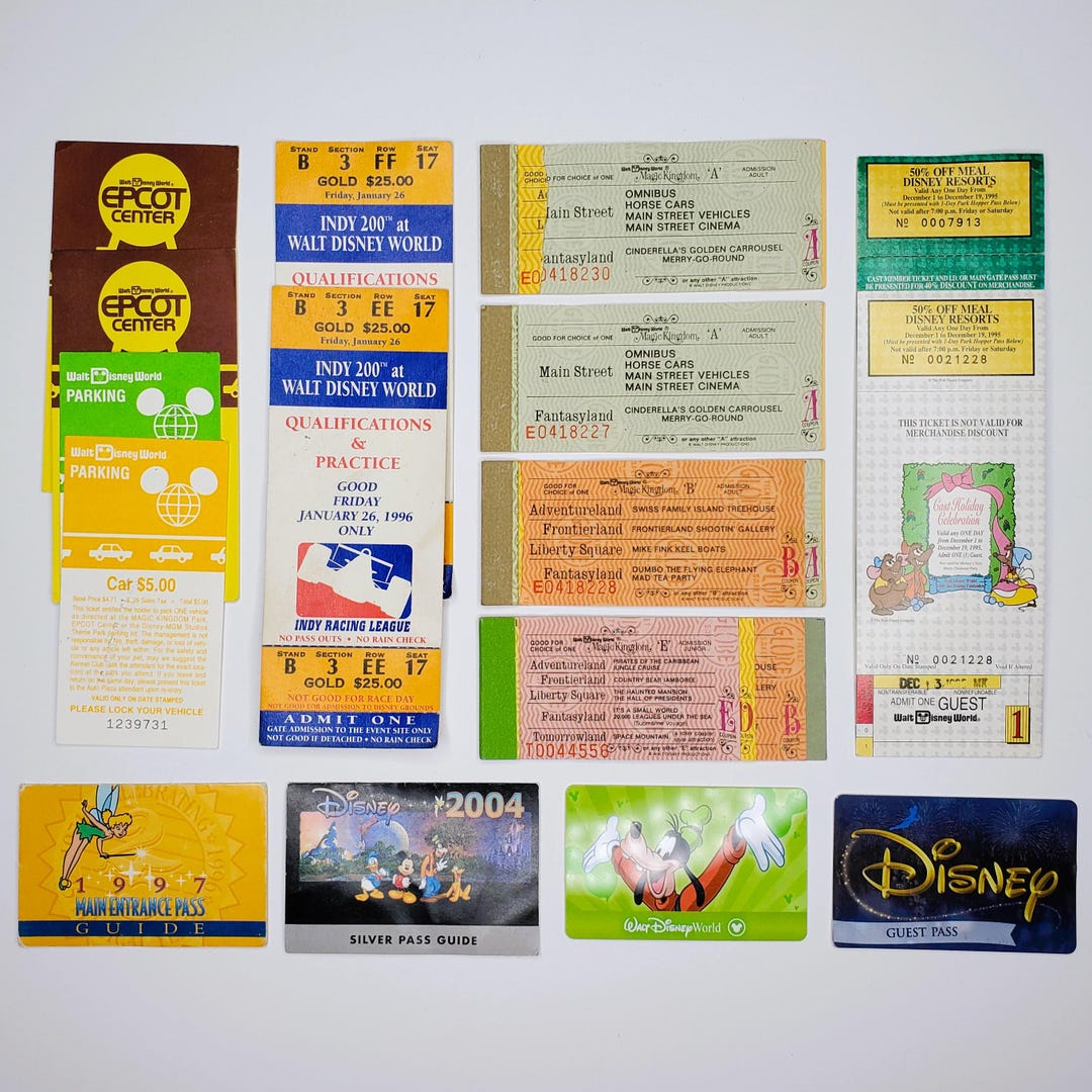 Magic Kingdom Ticket Book Walt Disney World Parking IRL Racing E-ticket ...