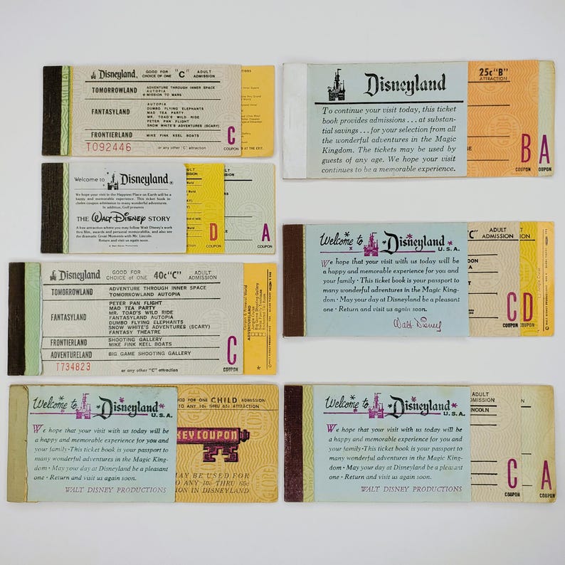 Vintage Disneyland Ticket Books Disney E-ticket E Ticket Magic Kingdom ...