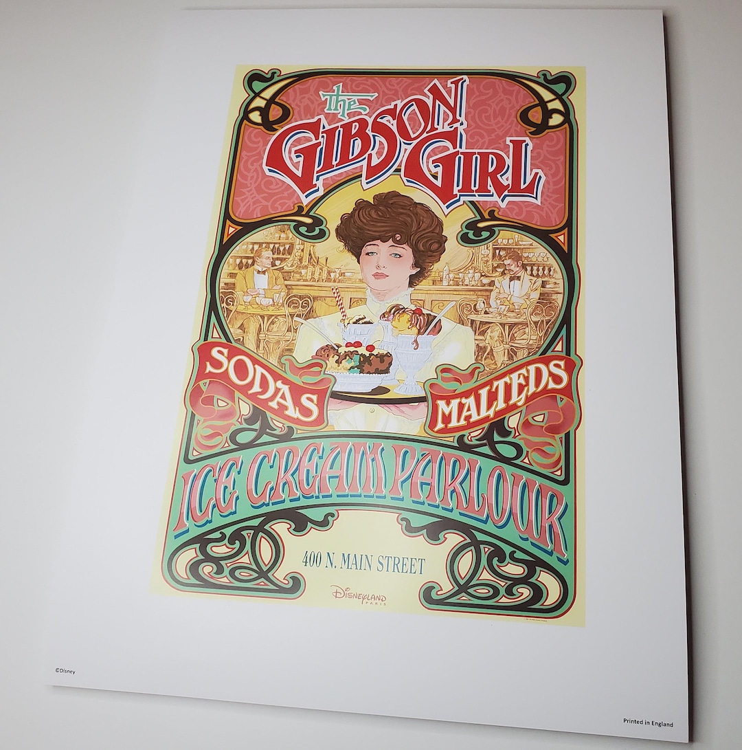 Gibson Girl Ice Cream Parlour Poster Authentic Euro Disneyland Paris ...