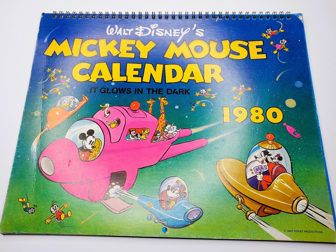 Vintage Glow in the Dark Mickey Mouse Calendar 1980 Disney Donald Duck ...