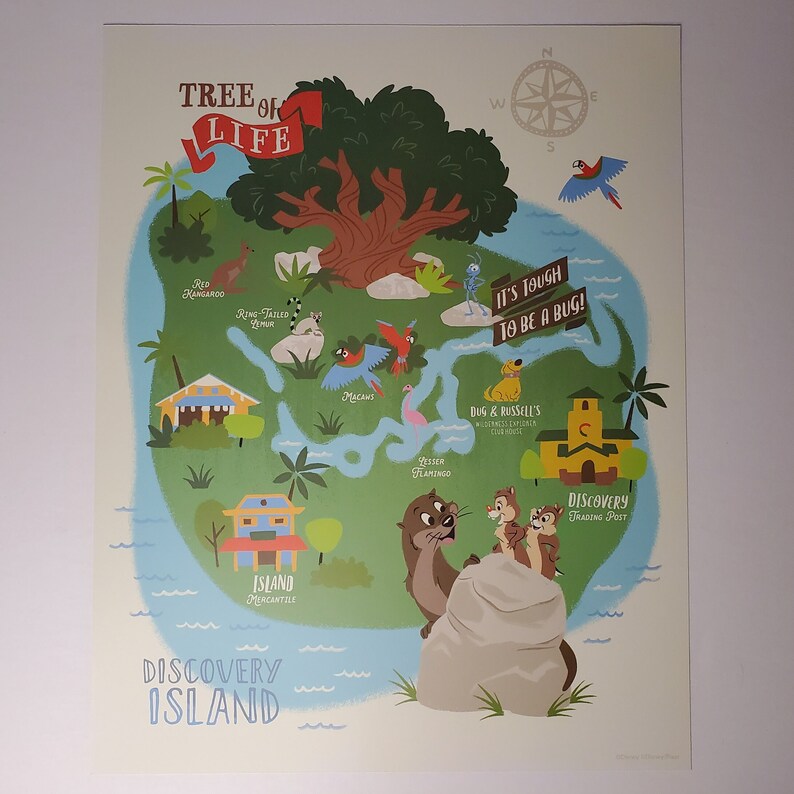 Discovery Island Map Poster Disney's Animal Kingdom | Etsy