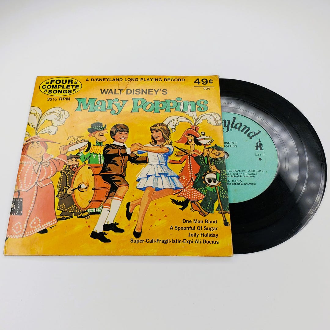 Mary Poppins Record Walt Disney Production 1972 33 RPM 7 Inch Vinyl ...