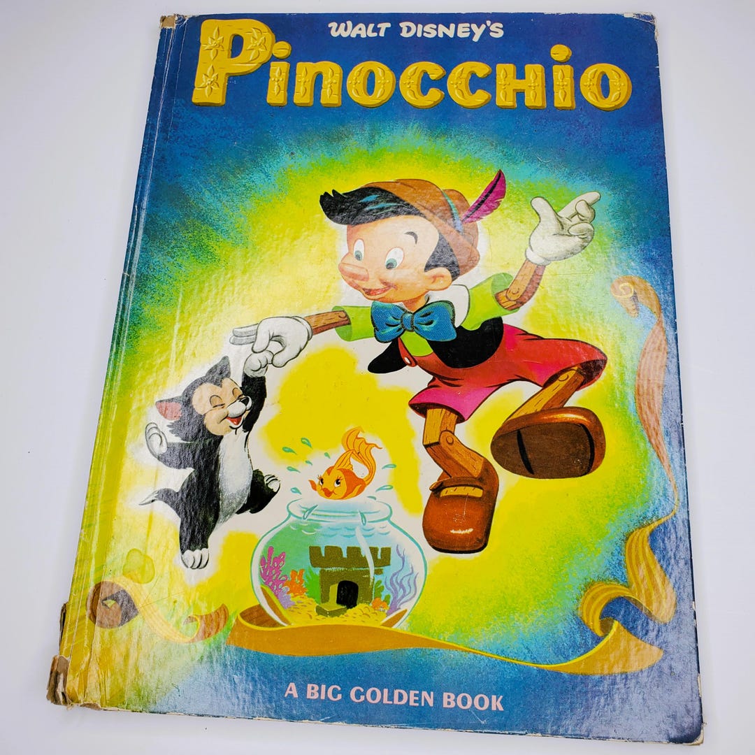 Vintage Pinocchio Large Picture Book Big Golden Book Pictures by the Walt Disney Studio 1968 ...