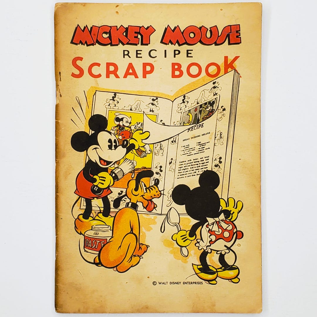 1930s Mickey Mouse Recipe Scrap Book Vintage Cookbook Disney Pluto ...