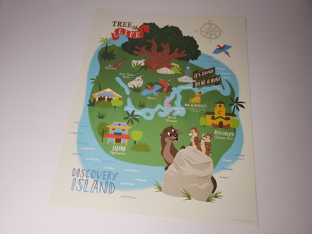 Discovery Island Map Poster Disney's Animal Kingdom Walt Disney World ...