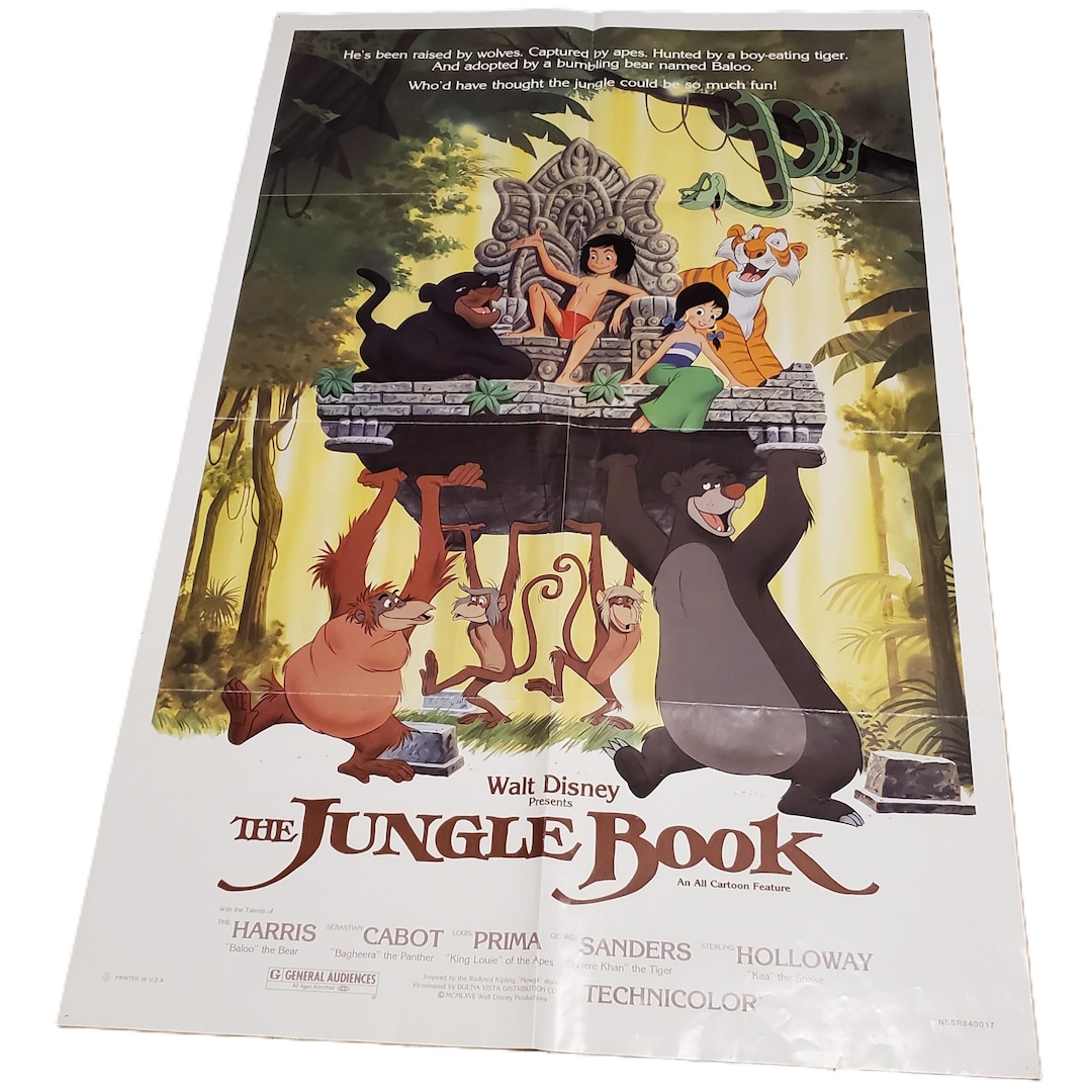 The Jungle Book One Sheet Authentic 1967 Original Release Disney Movie ...