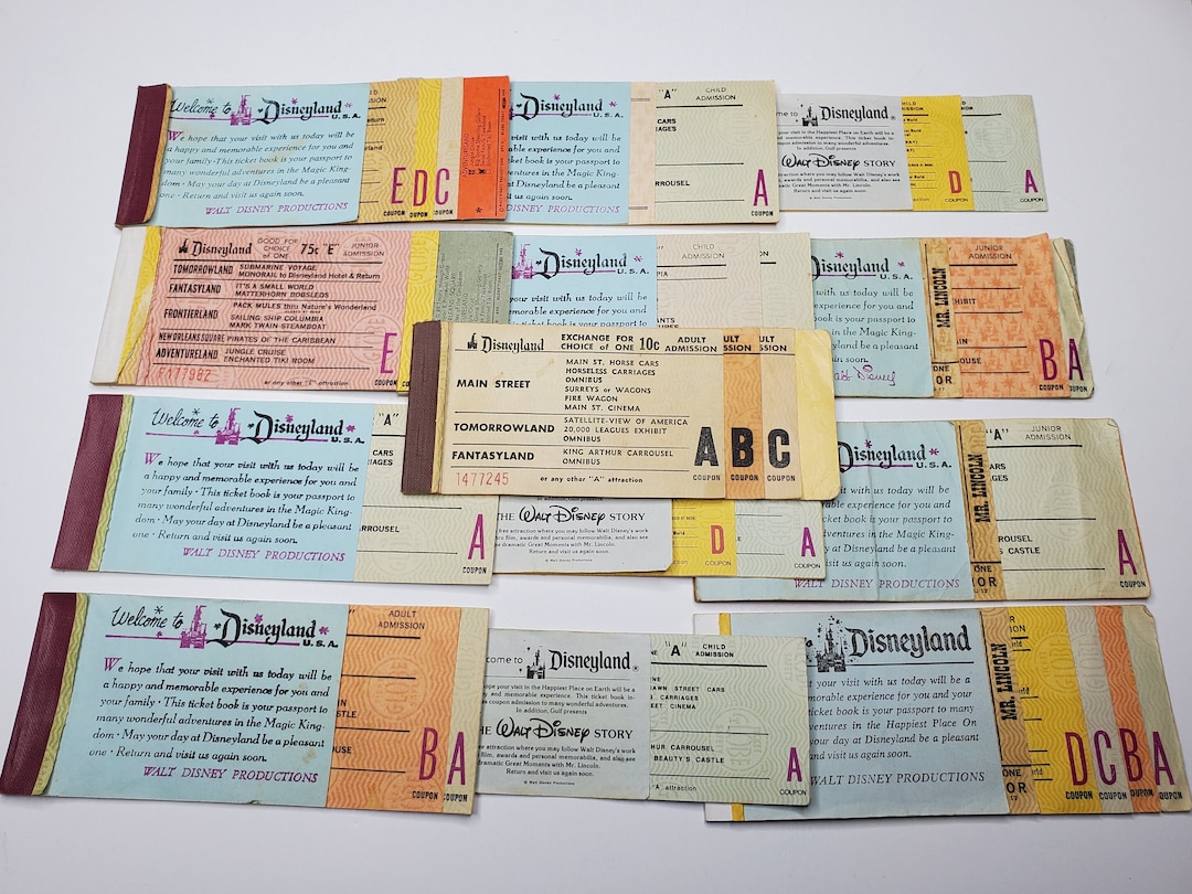 Vintage Disneyland Ticket Books Disney E-ticket E Ticket Magic Kingdom ...