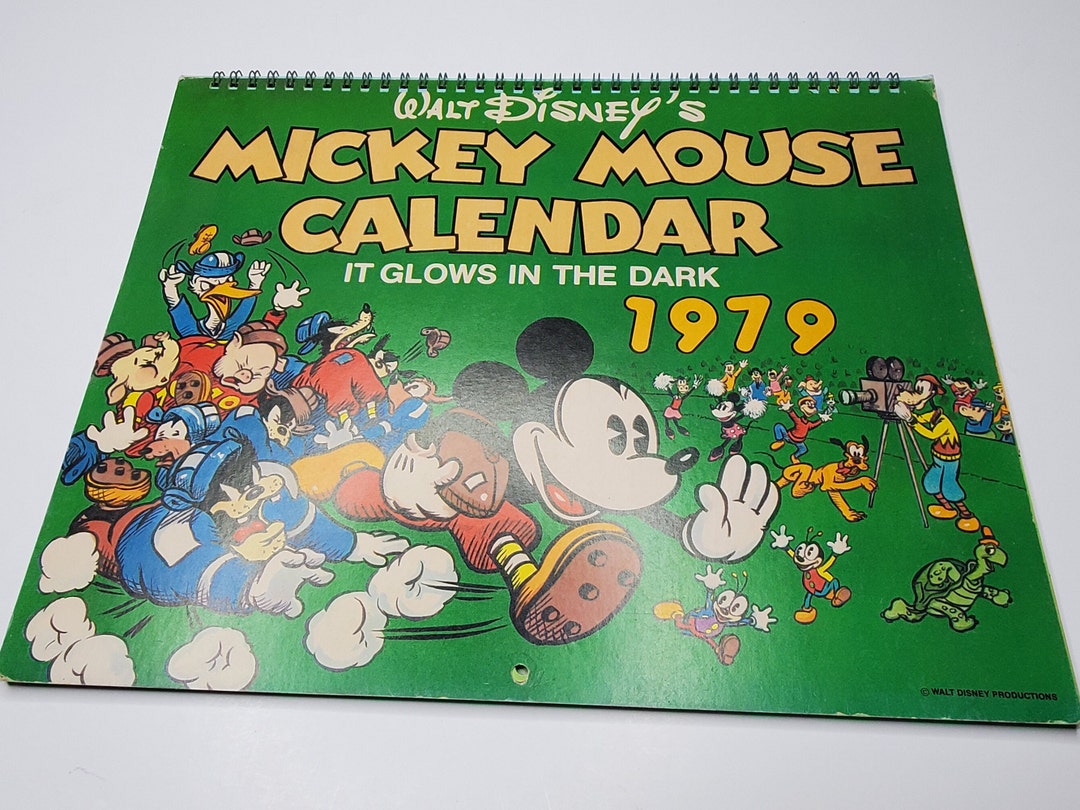Vintage Glow in the Dark Mickey Mouse Calendar 1979 Disney Sports ...