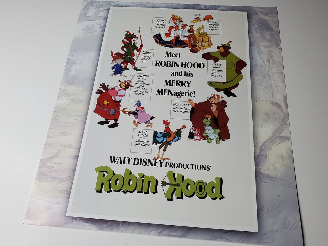 Robin Hood Movie Poster Disney Poster Art 11x12.25 Lithograph - Etsy