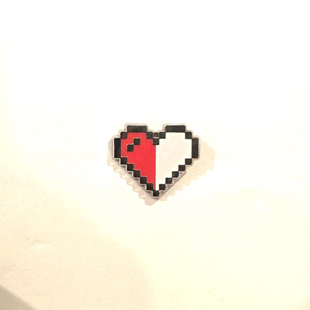Red Half White Heart (silver Plated) RPG Pixel Heart Mini Filler Enamel ...
