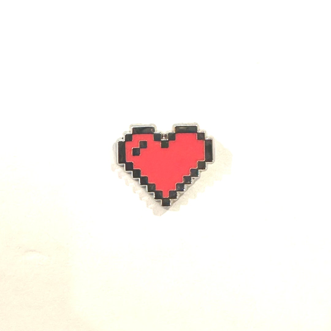 Red Full Heart (silver Plated) RPG Pixel Heart Mini Filler Enamel Pin ...