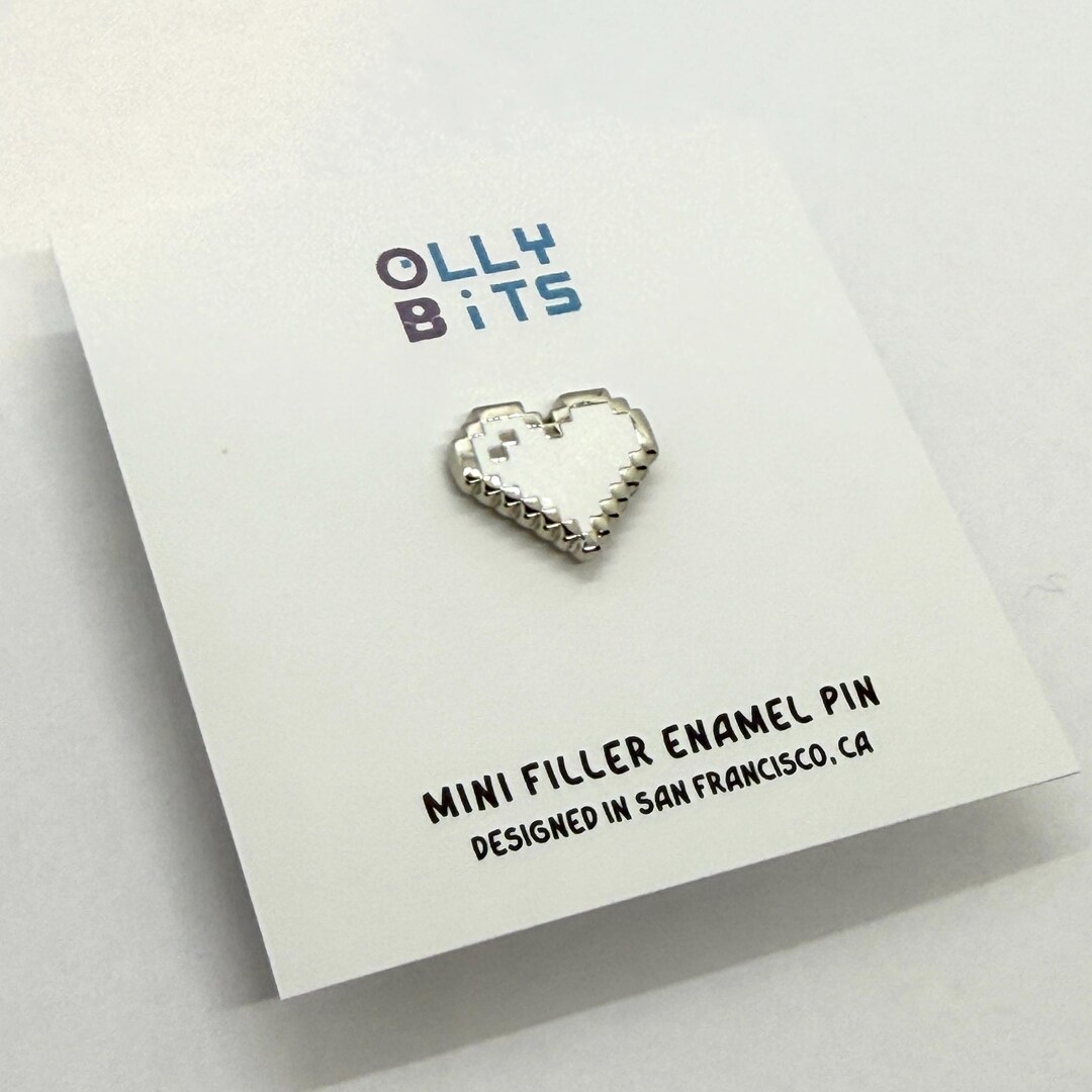 White Full Heart (silver Plated) RPG Pixel Heart Mini Filler Enamel Pin ...