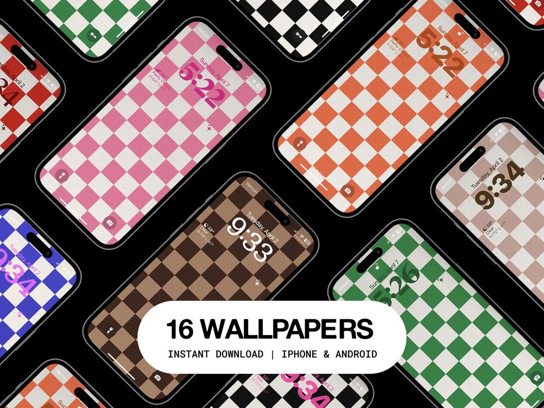 Checkered Phone Wallpapers Pack | 16 Retro Aesthetic Backgrounds for ...