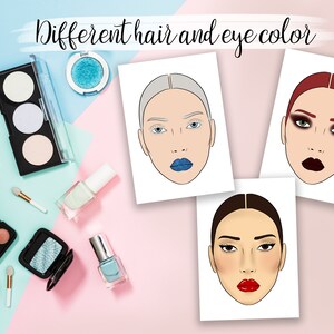 Makeup Face Chart, Caucasian Girl Face Makeup Sheet, Makeup Artist ...