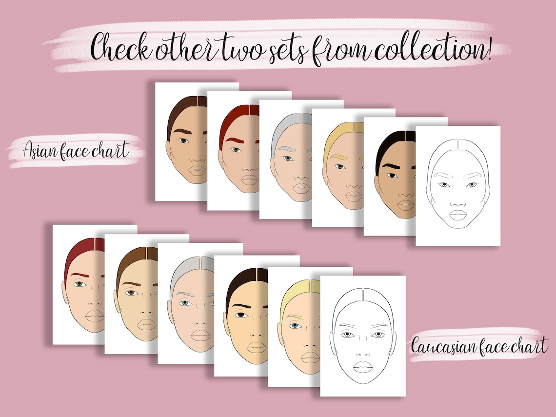 Makeup Face Charts for Artists – Printable & Procreate Templates ...
