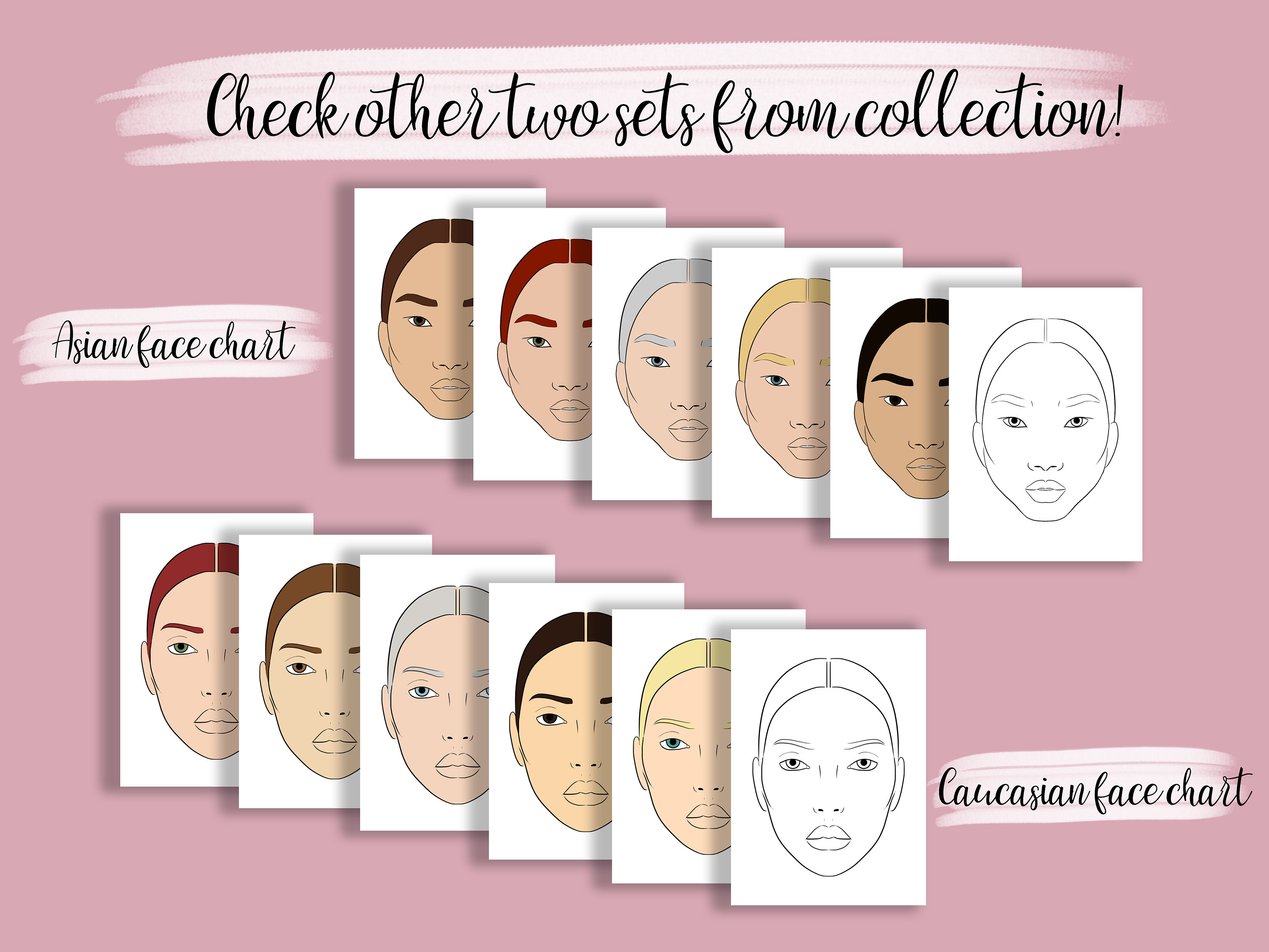 Makeup Face Charts for Artists – Printable & Procreate Templates ...