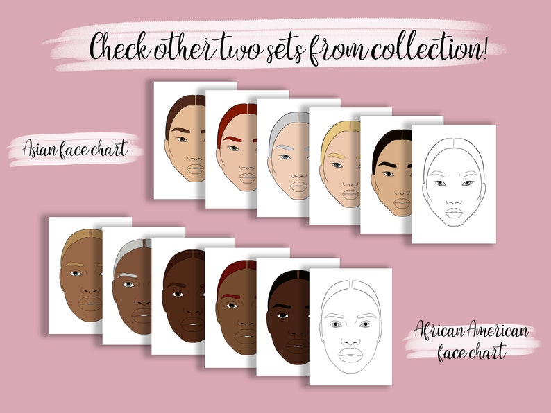 Makeup Face Chart, Caucasian Girl Face Makeup Sheet, Makeup Artist ...