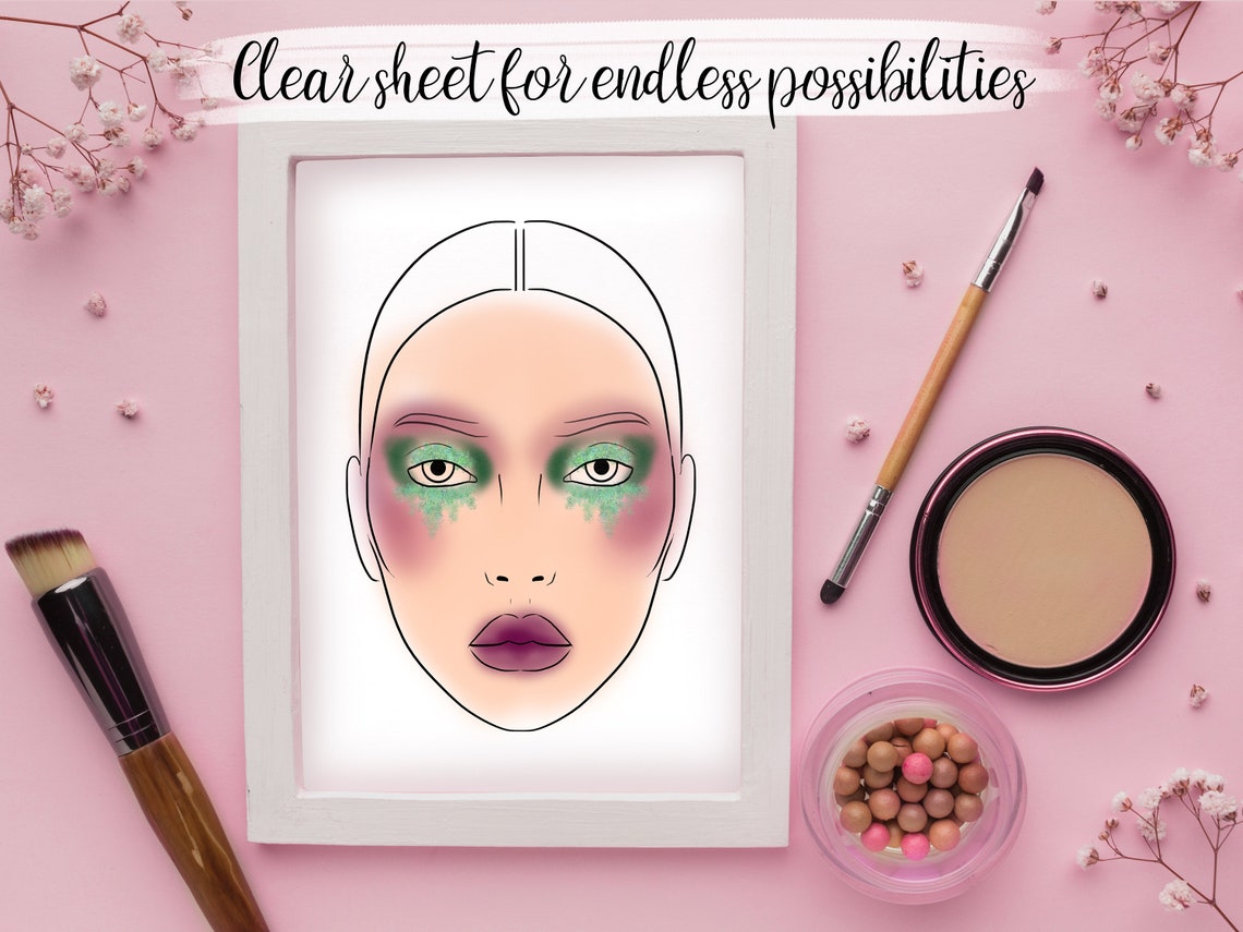 Makeup Face Chart, Caucasian Girl Face Makeup Sheet, Makeup Artist ...