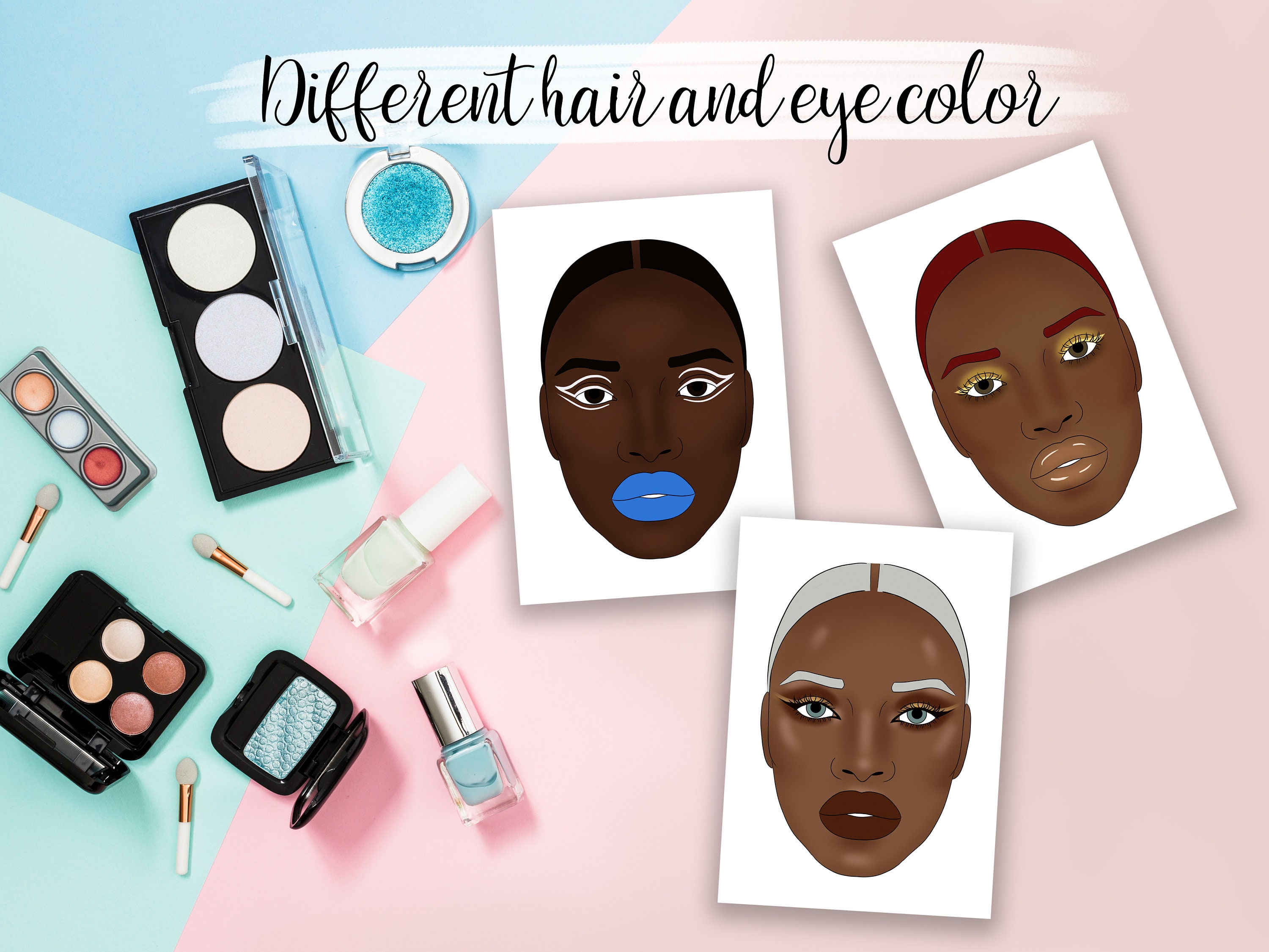 Makeup Face Charts for Artists – Printable & Procreate Templates ...