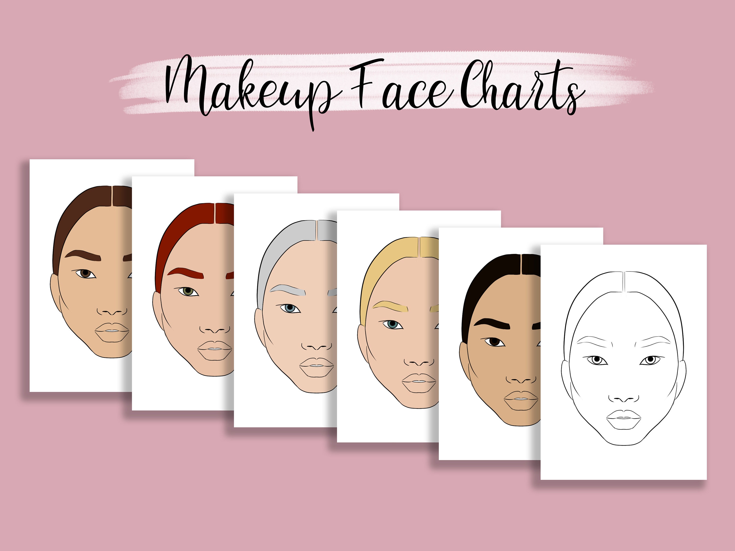 Makeup Face Chart, Asian Girl Face Makeup Sheet, Makeup Artist Template ...