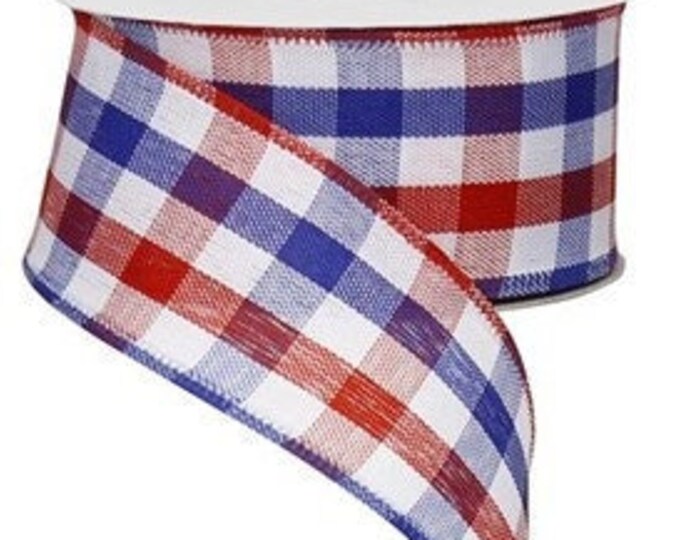 Patriotic Gingham Wired Ribbon by the Roll 1.5 X 10 Yards RG01054 - Etsy