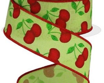 Cherry Black White Gingham Wired Ribbon by the Roll 1.5 X 10 YARD ROLL ...