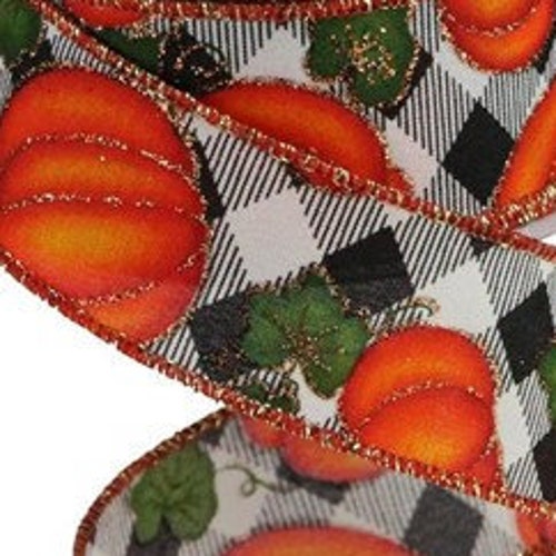 Fall Pumpkin Wired Ribbon by the Roll for Wreaths or Bows - Etsy