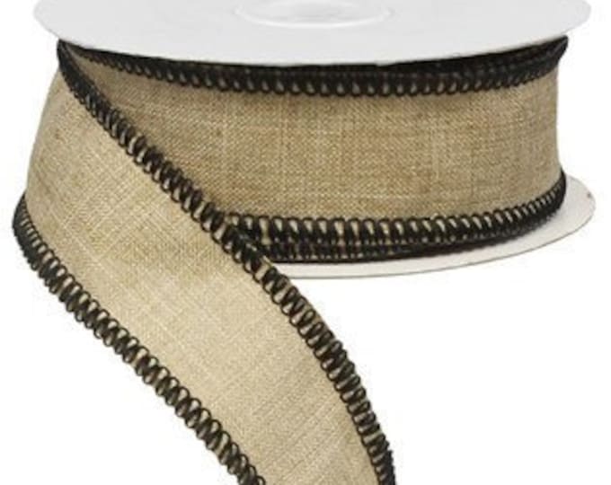 Royal Burlap Stitched Edge Wired Ribbon by the Roll 1.5" X 10 Yards ...