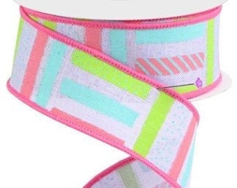 Pastel Glitter Plaid Wired Ribbon by the Roll 2.5" X 10 YARD ROLL ...