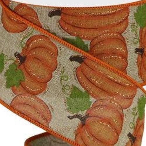 Fall Pumpkin Wired Ribbon by the Roll for Wreaths or Bows - Etsy