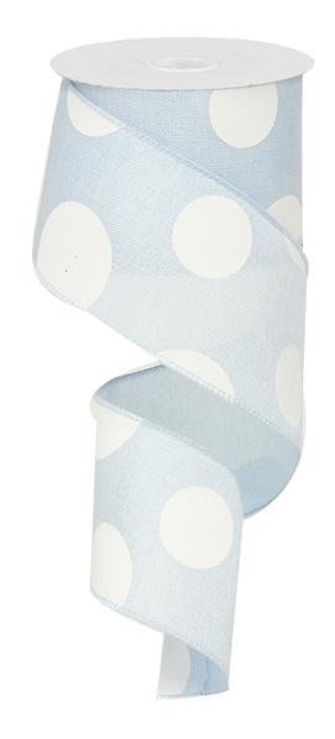 Light Blue White Polka Dot Wired Ribbon by the Roll 2.5" X 10 Yards ...