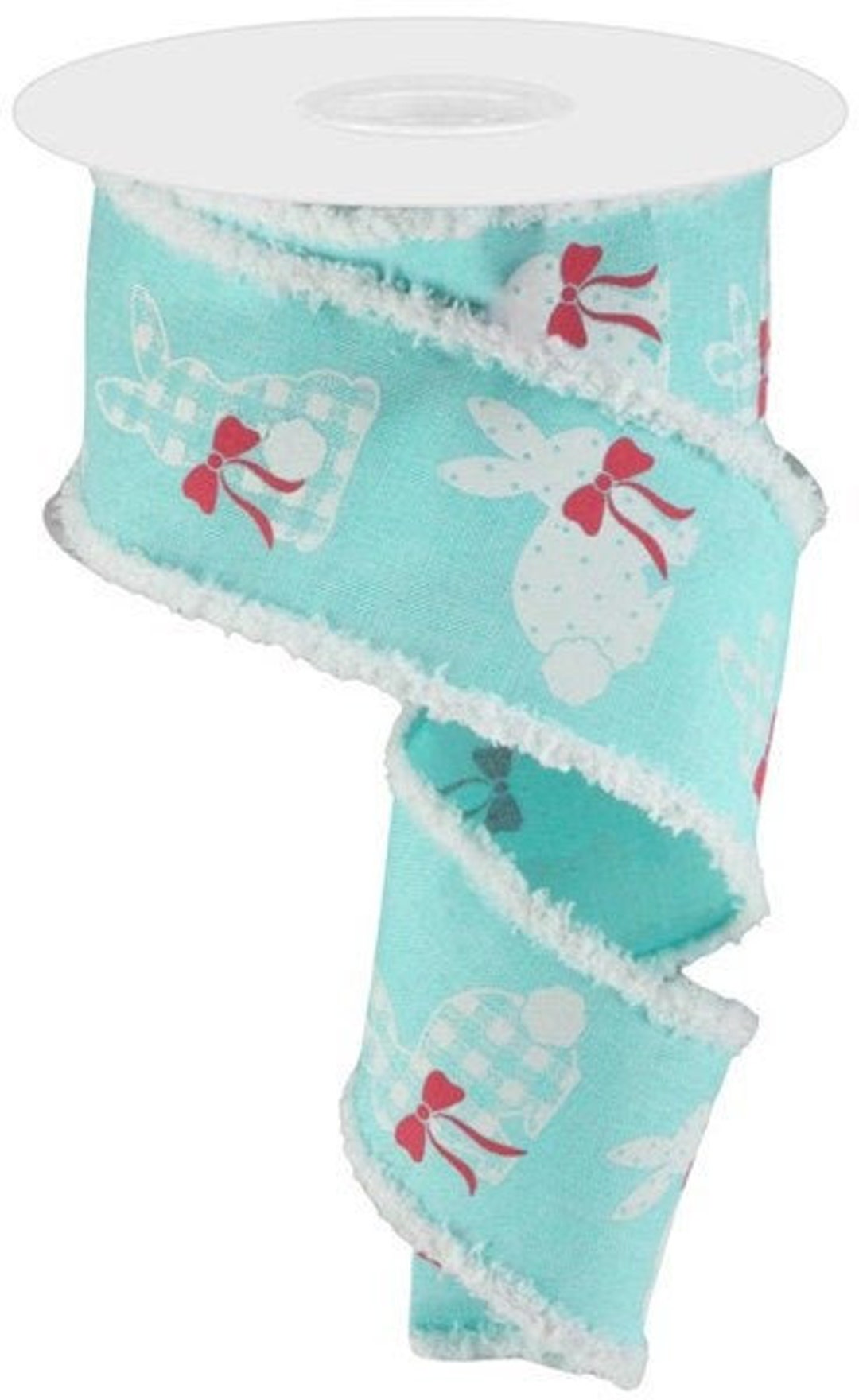 Easter Bunny Ice Blue Royal Wired Ribbon Drift Edge by the Roll 2.5" X ...
